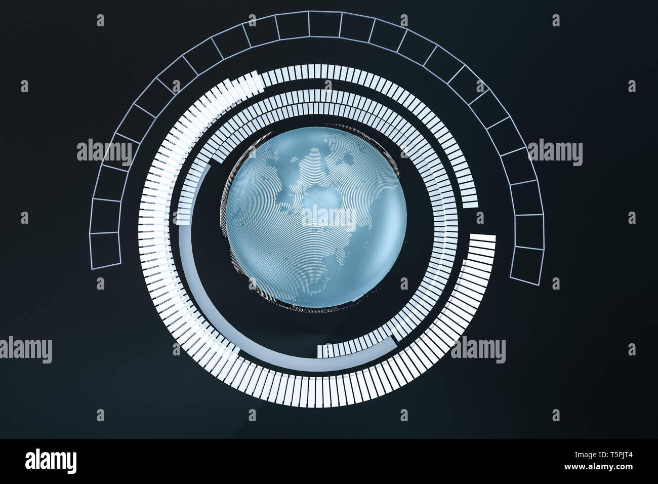 3d rendering, data and earth graphics with HUD elements. Computer ...