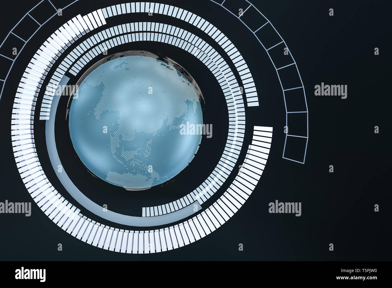3d rendering, data and earth graphics with HUD elements. Computer ...