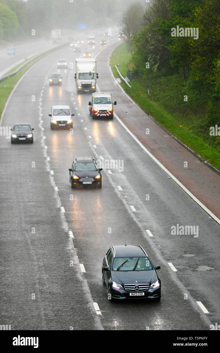 Lancaster, Lancashire. 26th April, 2019. UK Weather. Heavy rain in the ...