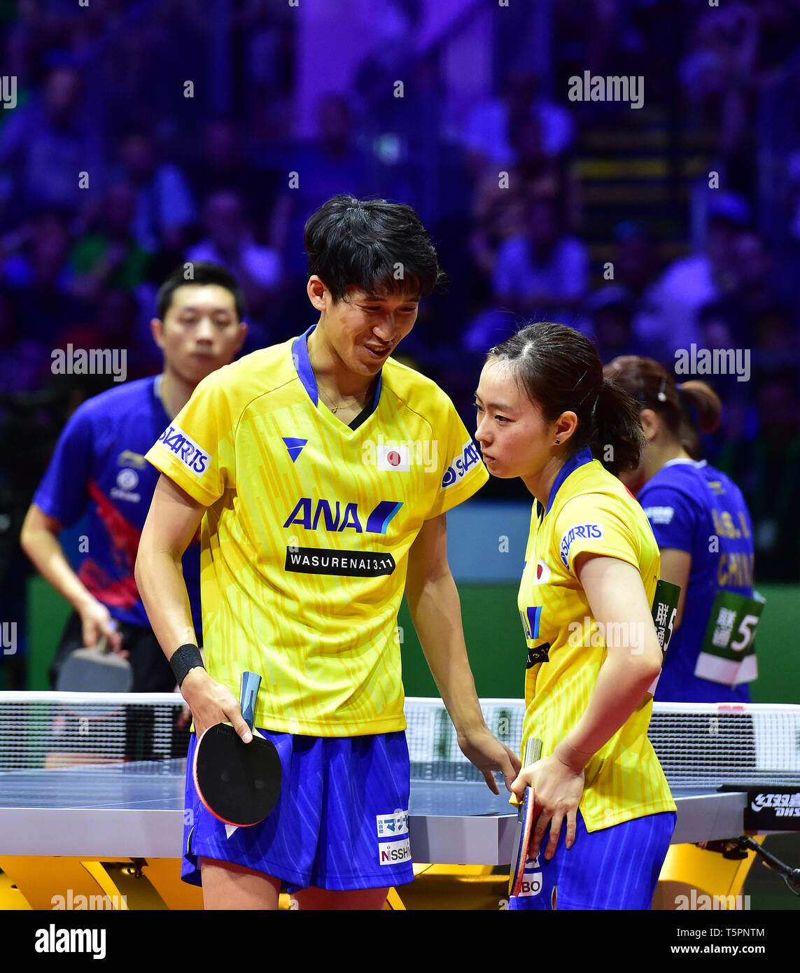 Budapest. 26th Apr, 2019. Yoshimura Maharu(L)/Ishikawa Kasumi of Japan ...