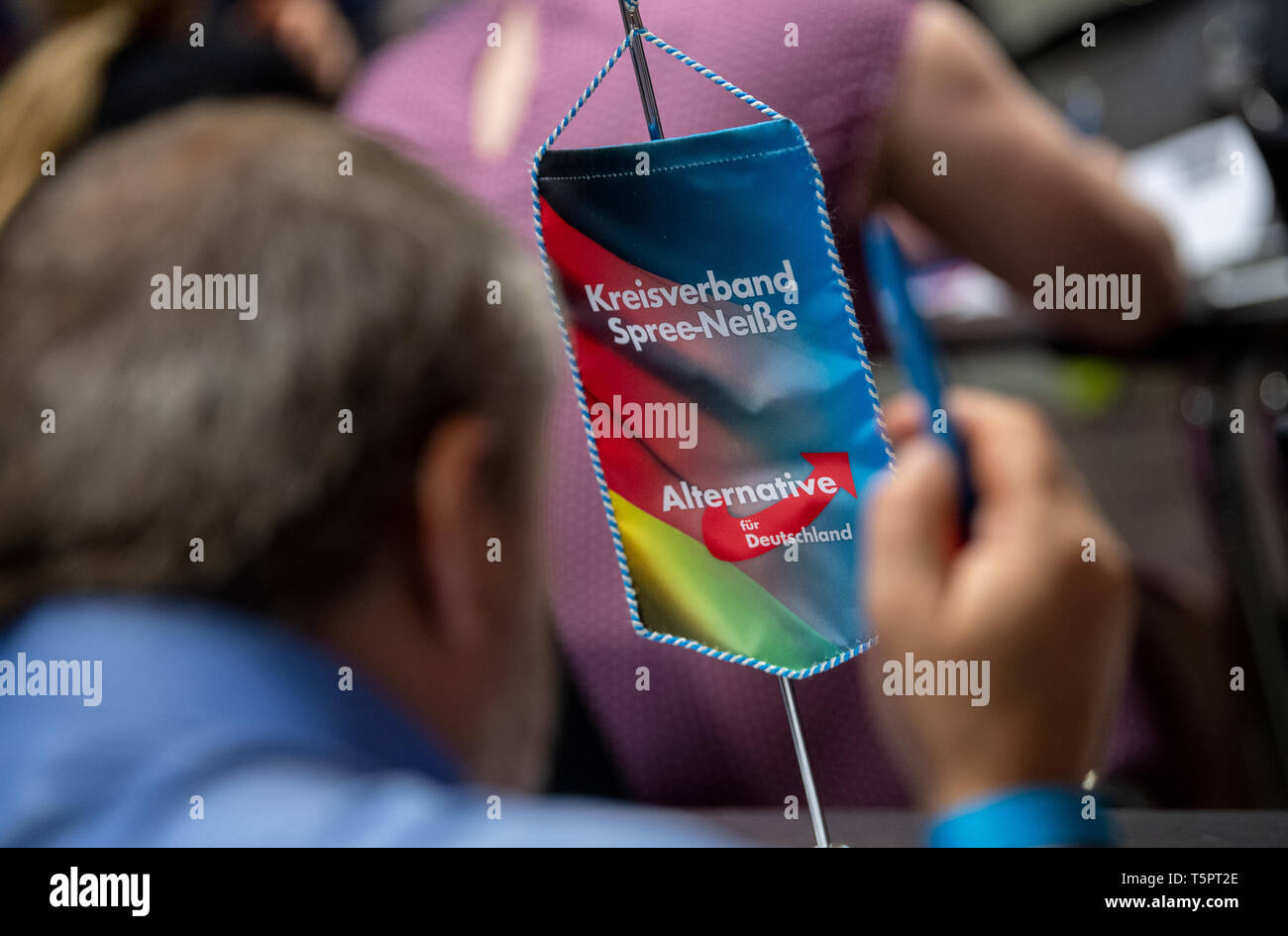 Falkensee, Germany. 26th Apr, 2019. A little flag with the AfD logo and ...