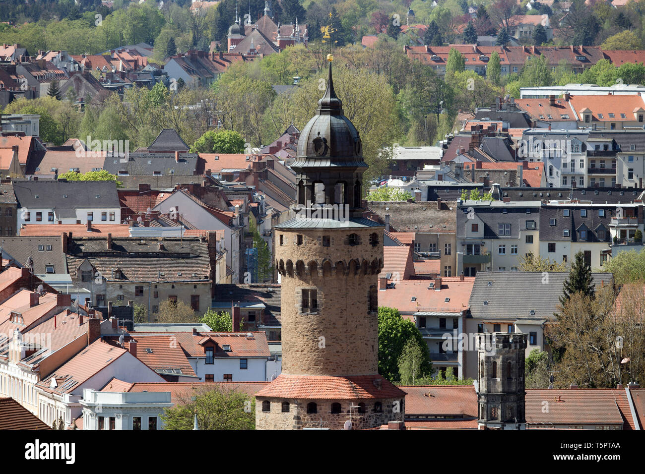 25 April 2019, Saxony, Görlitz: View from the Görlitzer Peterskirche to ...