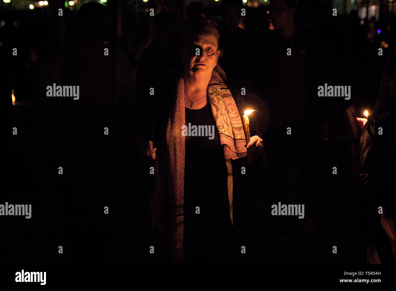 An Orthodox Christians woman commemorate Good Friday (Great Friday) as ...