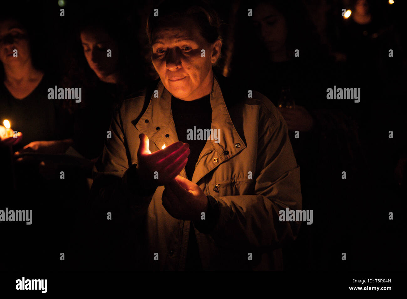 An Orthodox Christians woman commemorate Good Friday (Great Friday) as ...