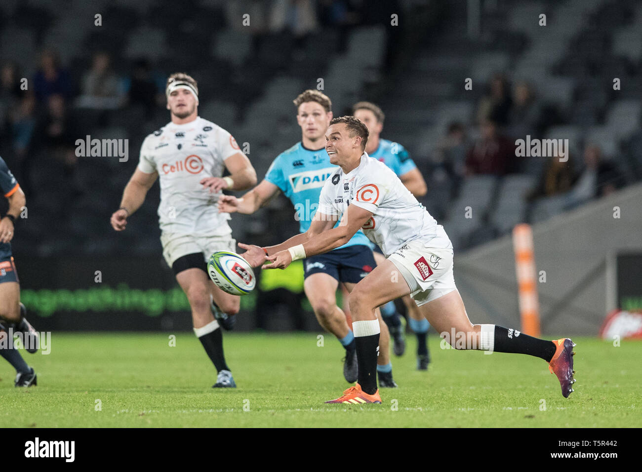 Sydney, Australia. 27th Apr, 2019. Curwin Bosch of Cell C Sharks ...