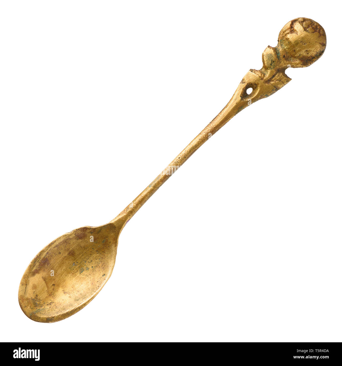 Old vintage small brass spoon isolated on white background Stock Photo ...