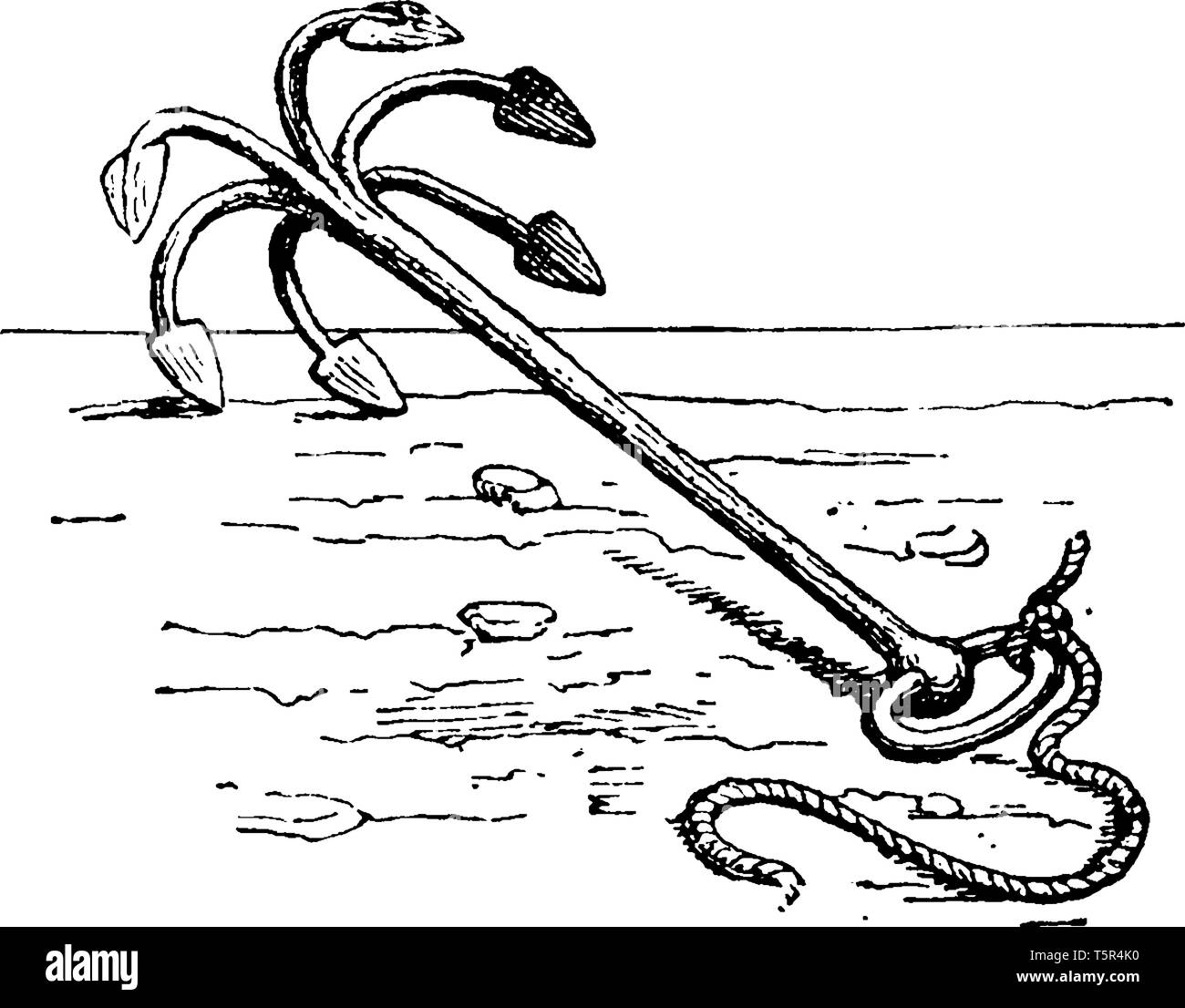 Grapnel is a boat anchor having from three to six flukes placed at ...