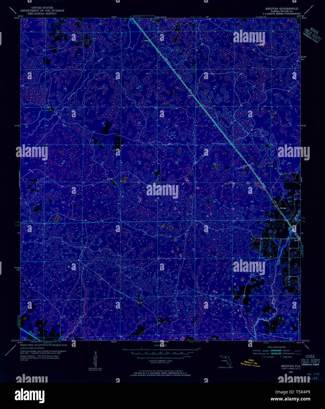 USGS TOPO Map Florida FL Secotan 348483 1954 24000 Inverted Restoration ...