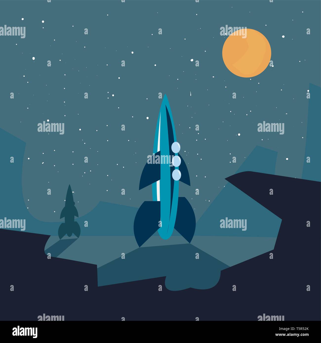 spaceship on planet surface explorer vector illustration Stock Vector ...