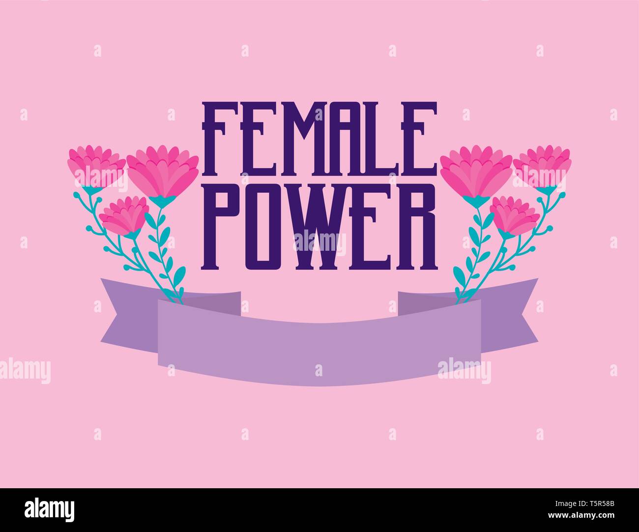 female power celebration card with flowers vector illustration design ...