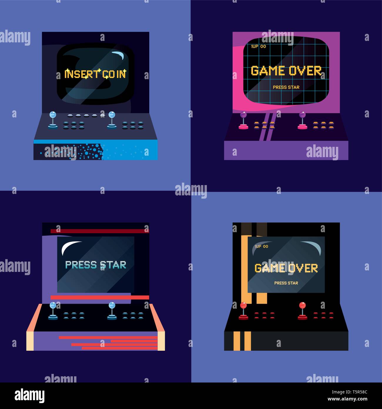 arcade machine video game retro collection vector illustration design ...