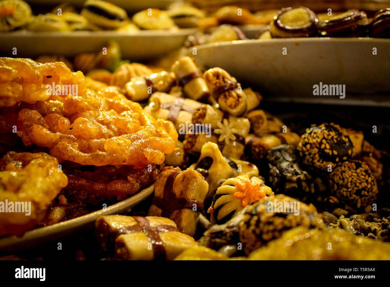 Traditional moroccan sweets on sale at a moroccan market Stock Photo ...