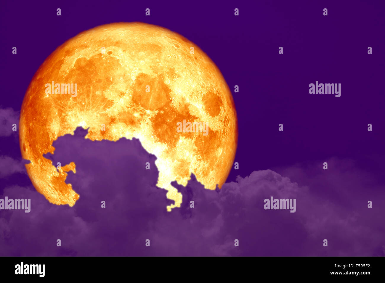 hunger moon back on silhouette heap cloud on sunset sky, Elements of ...