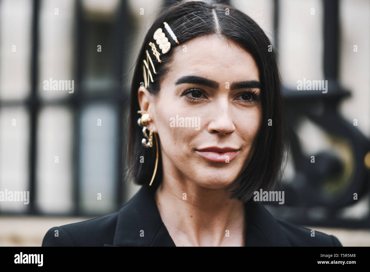 Paris, France - March 02, 2019: Model portrait after a fashion show ...