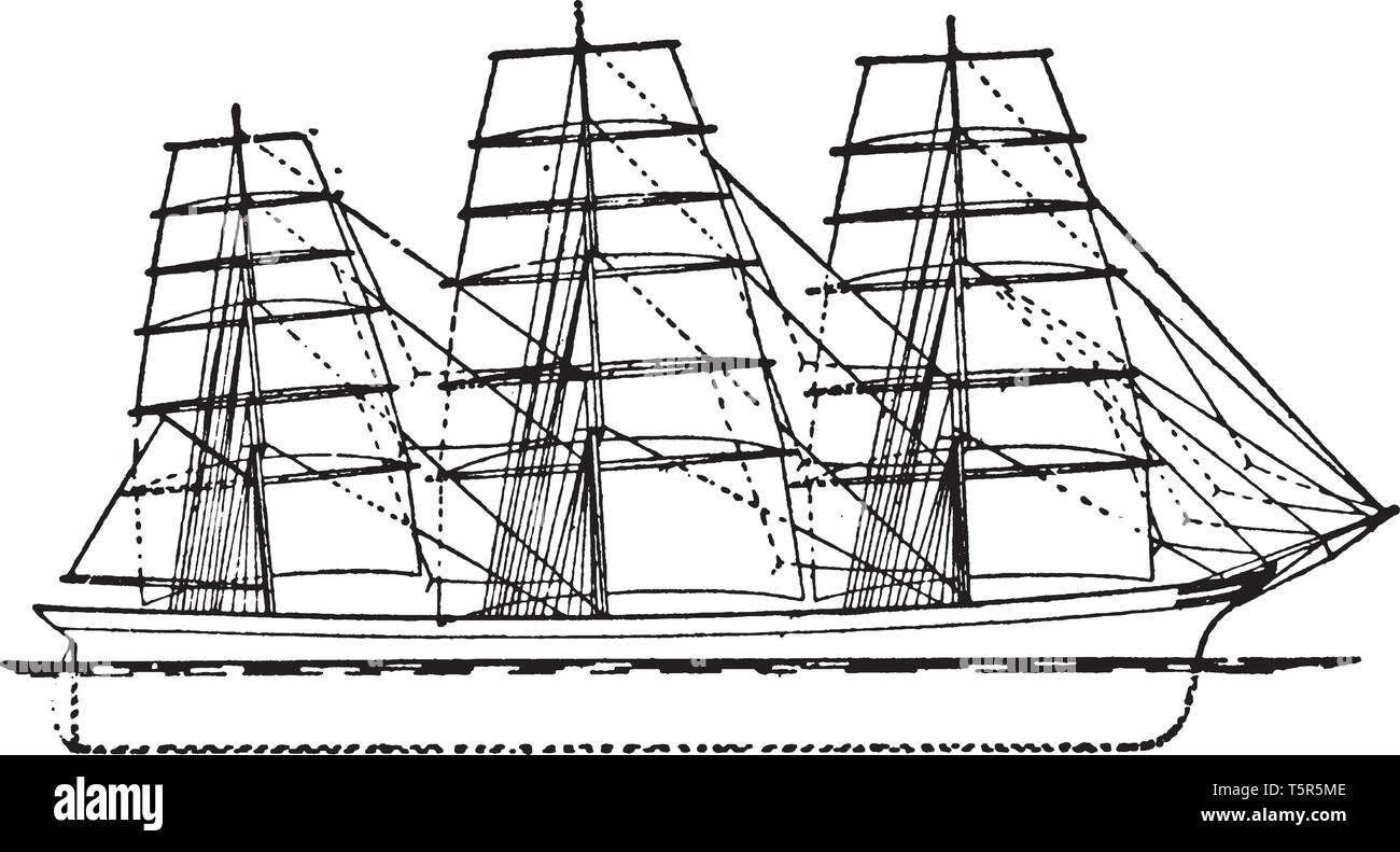 Square rigged sailing vessel Stock Vector Images - Alamy