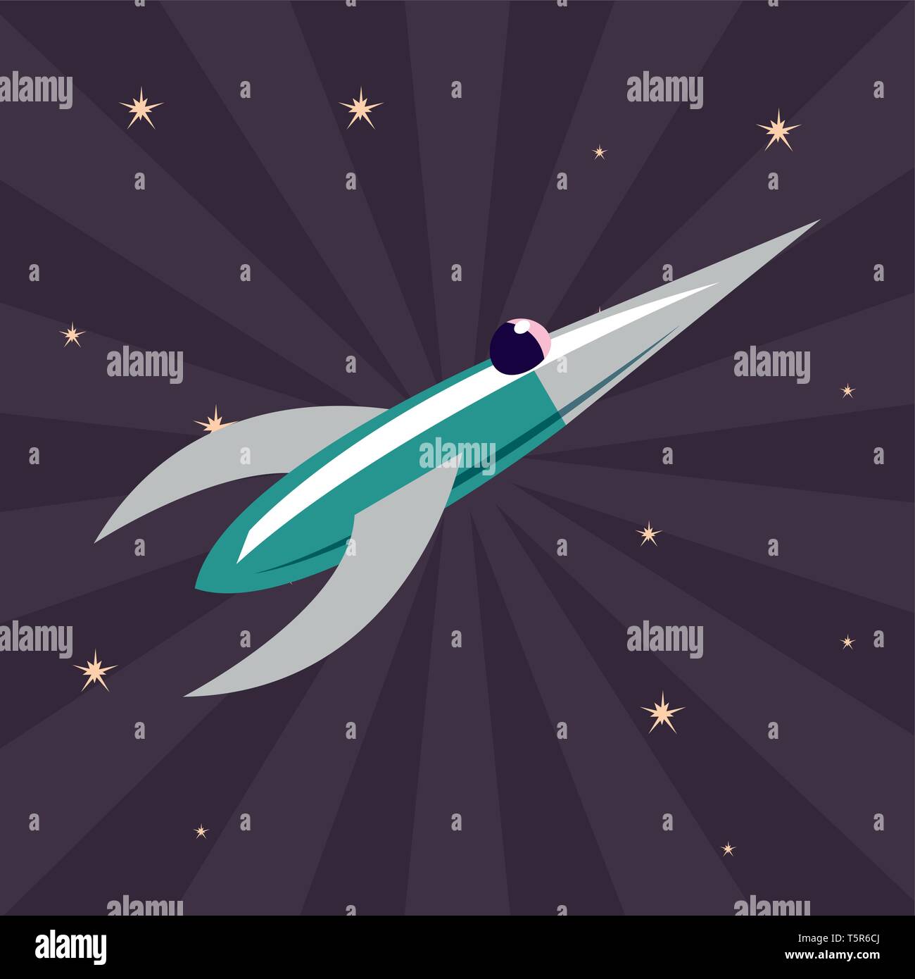 rocket spaceship galaxy stars cosmos vector illustration Stock Vector ...