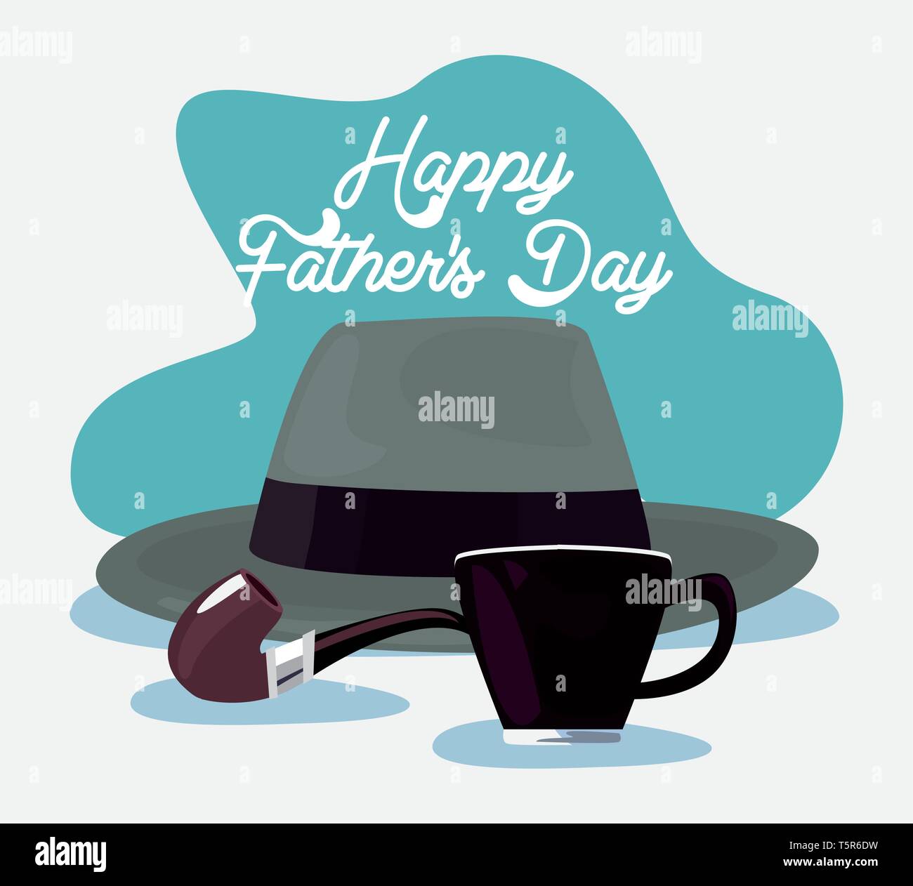 hat coffee cup tobacco pipe happy fathers day vector illustration Stock ...