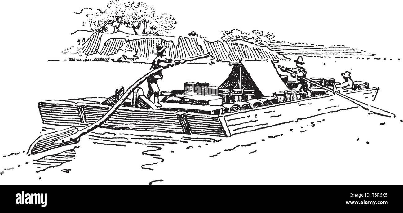 Flat bottom boat engraving hi-res stock photography and images - Alamy