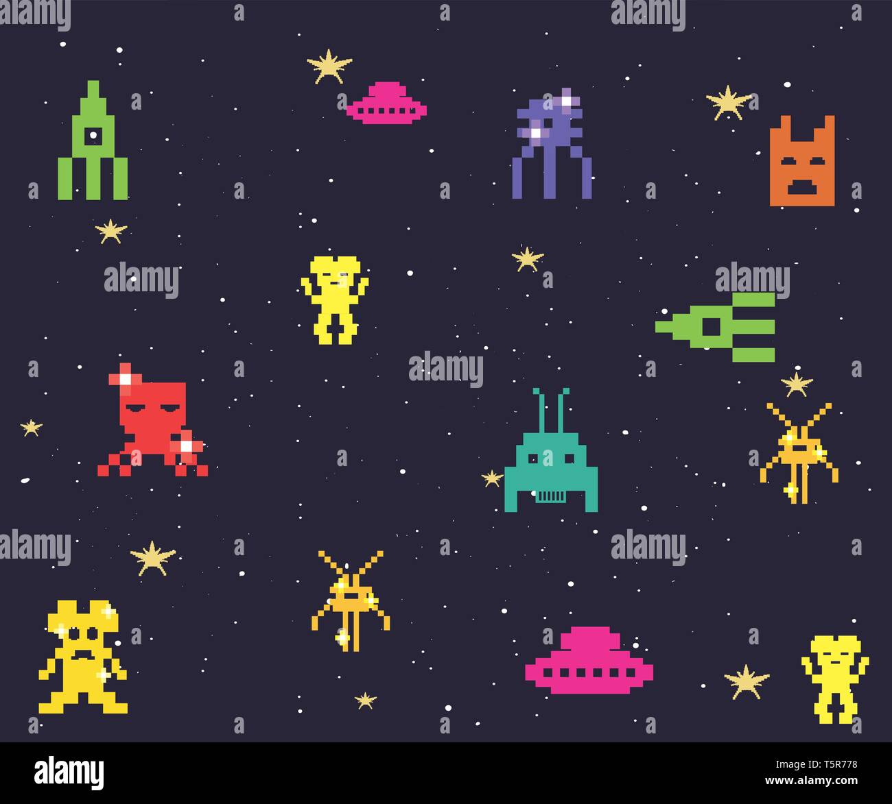 screen invaders battle video game retro vector illustration design ...