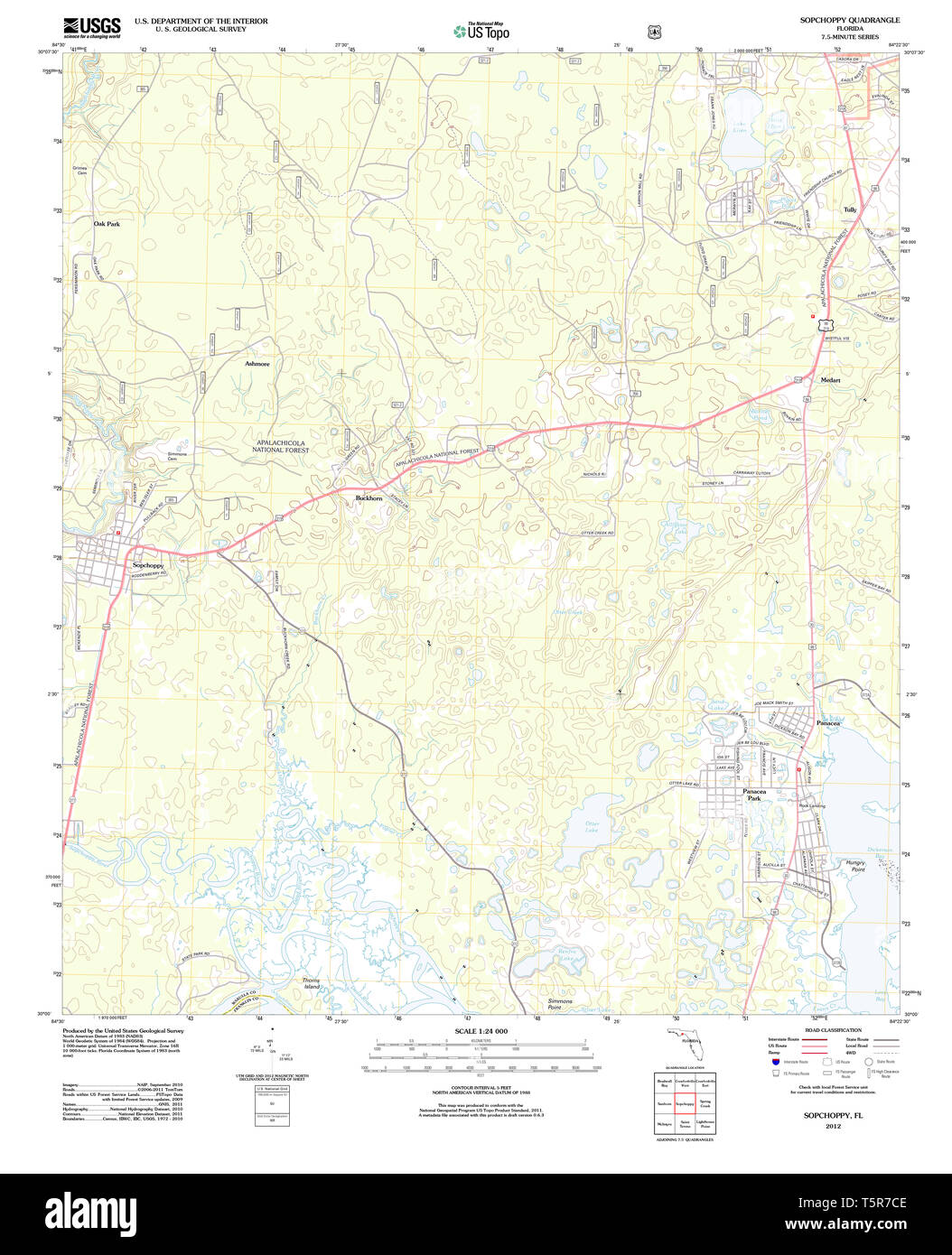 USGS TOPO Map Florida FL Sopchoppy 20120802 TM Restoration Stock Photo ...