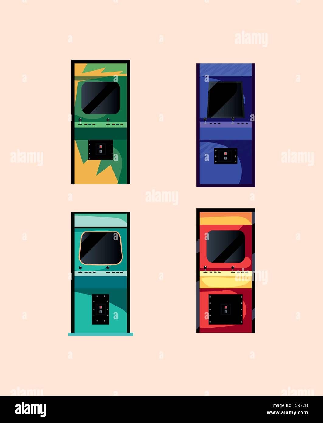 arcade machine video game retro collection vector illustration design ...