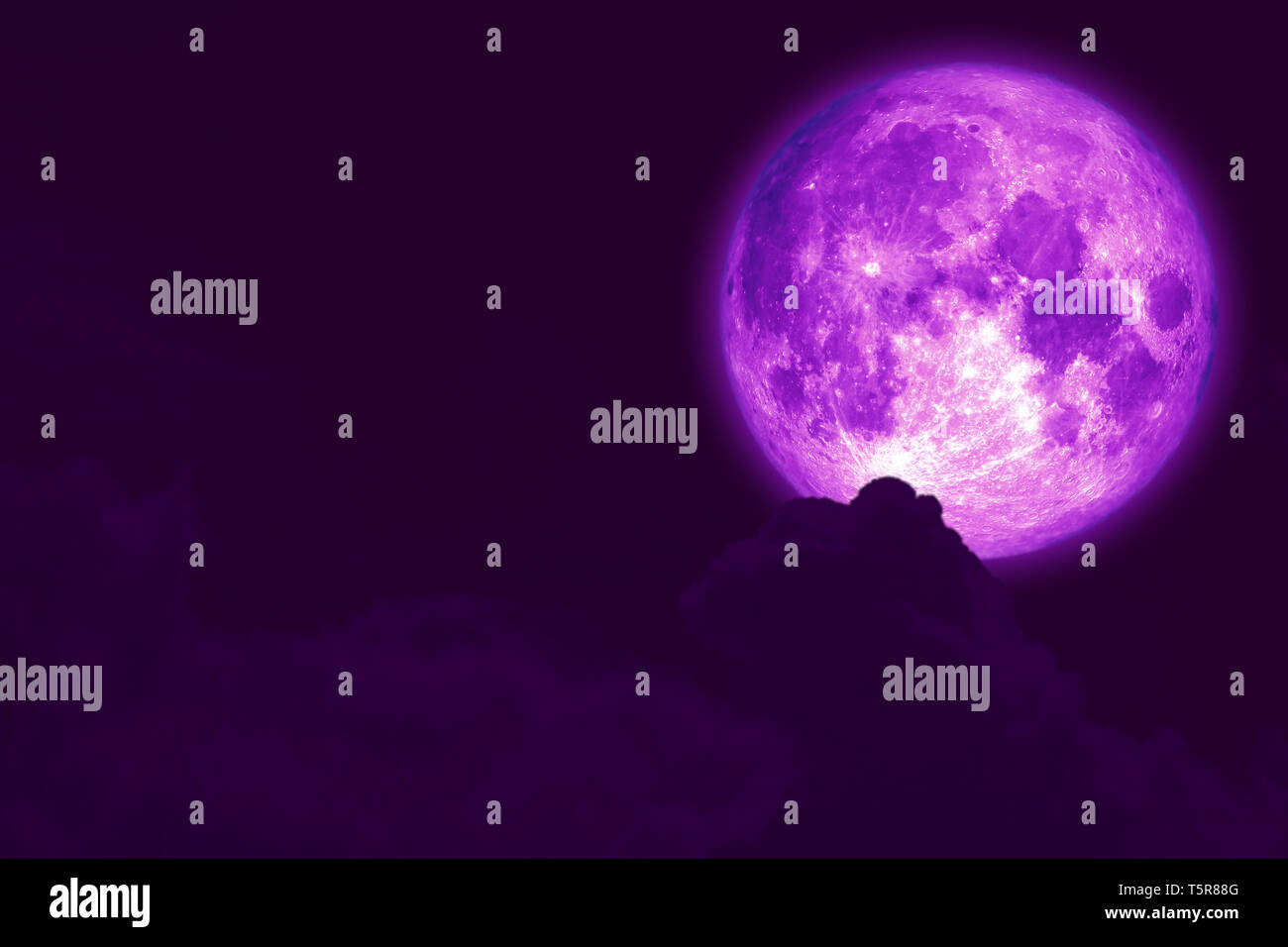 worm moon back on silhouette heap cloud on sunset sky, Elements of this ...