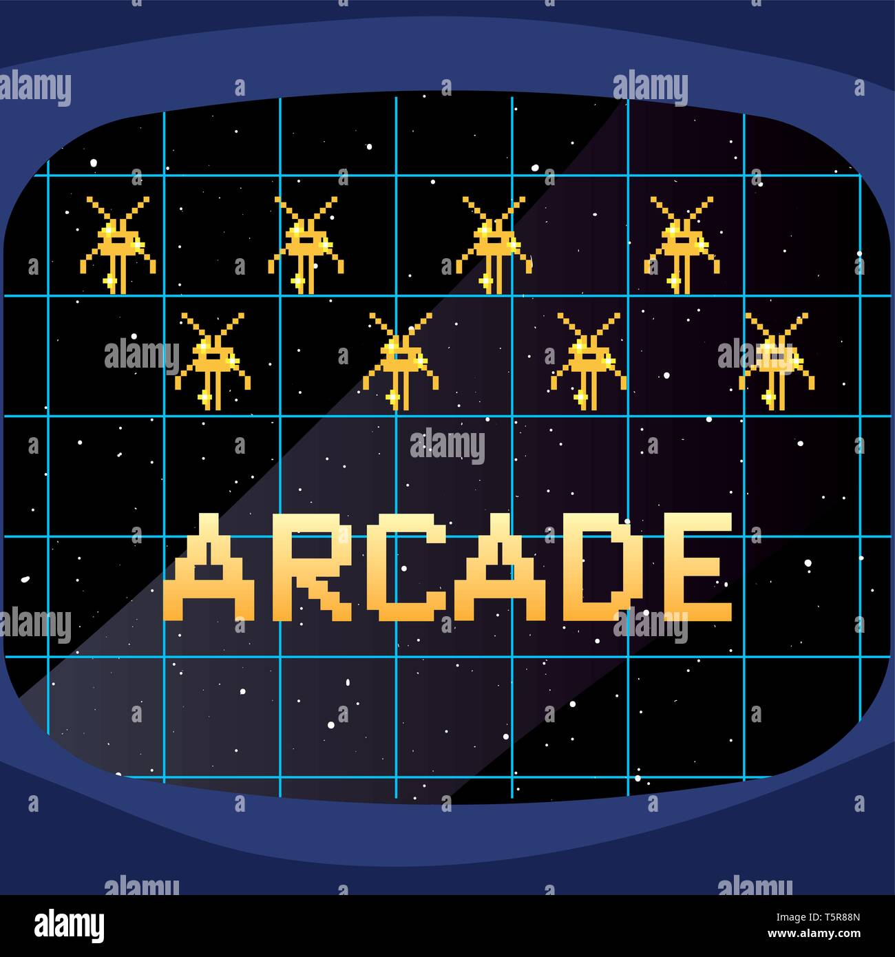 screen invaders battle video game retro vector illustration design ...