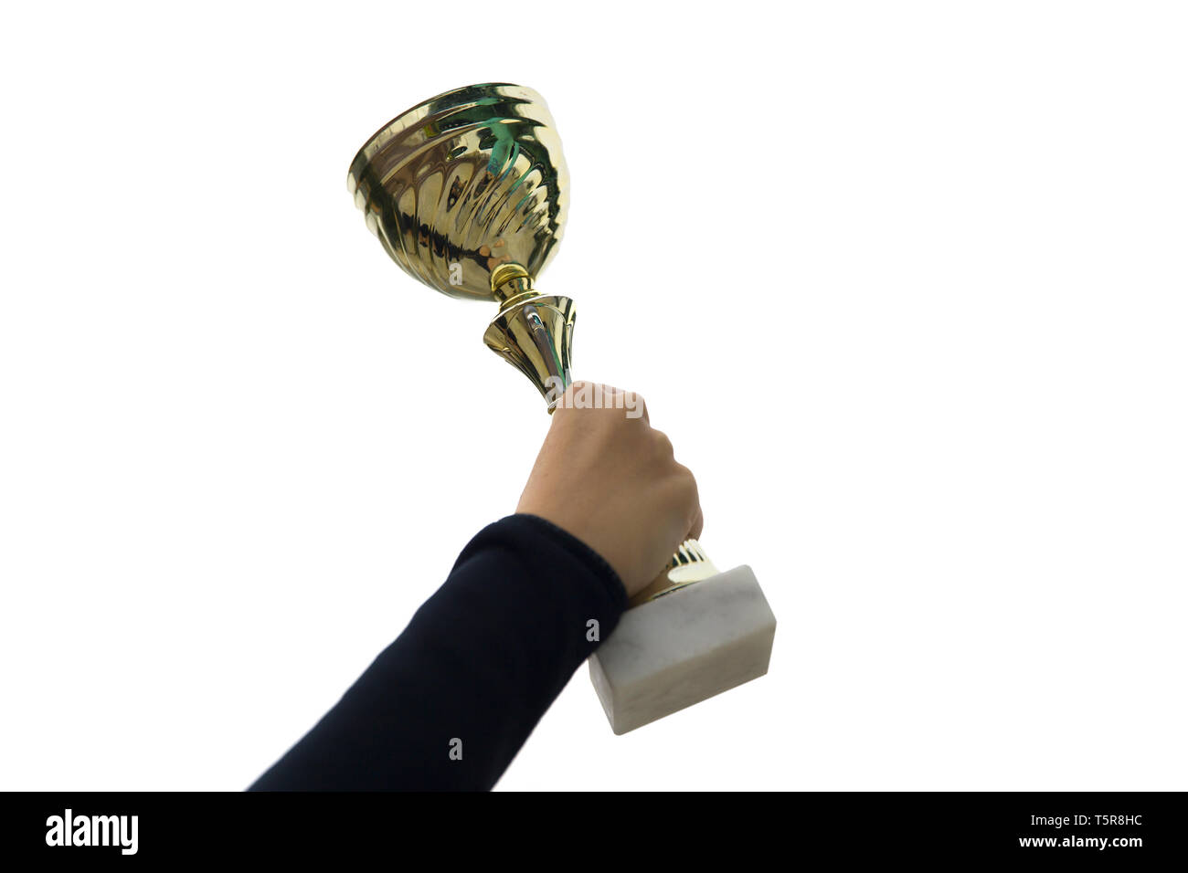 Woman holding trophy cup Cut Out Stock Images & Pictures - Alamy