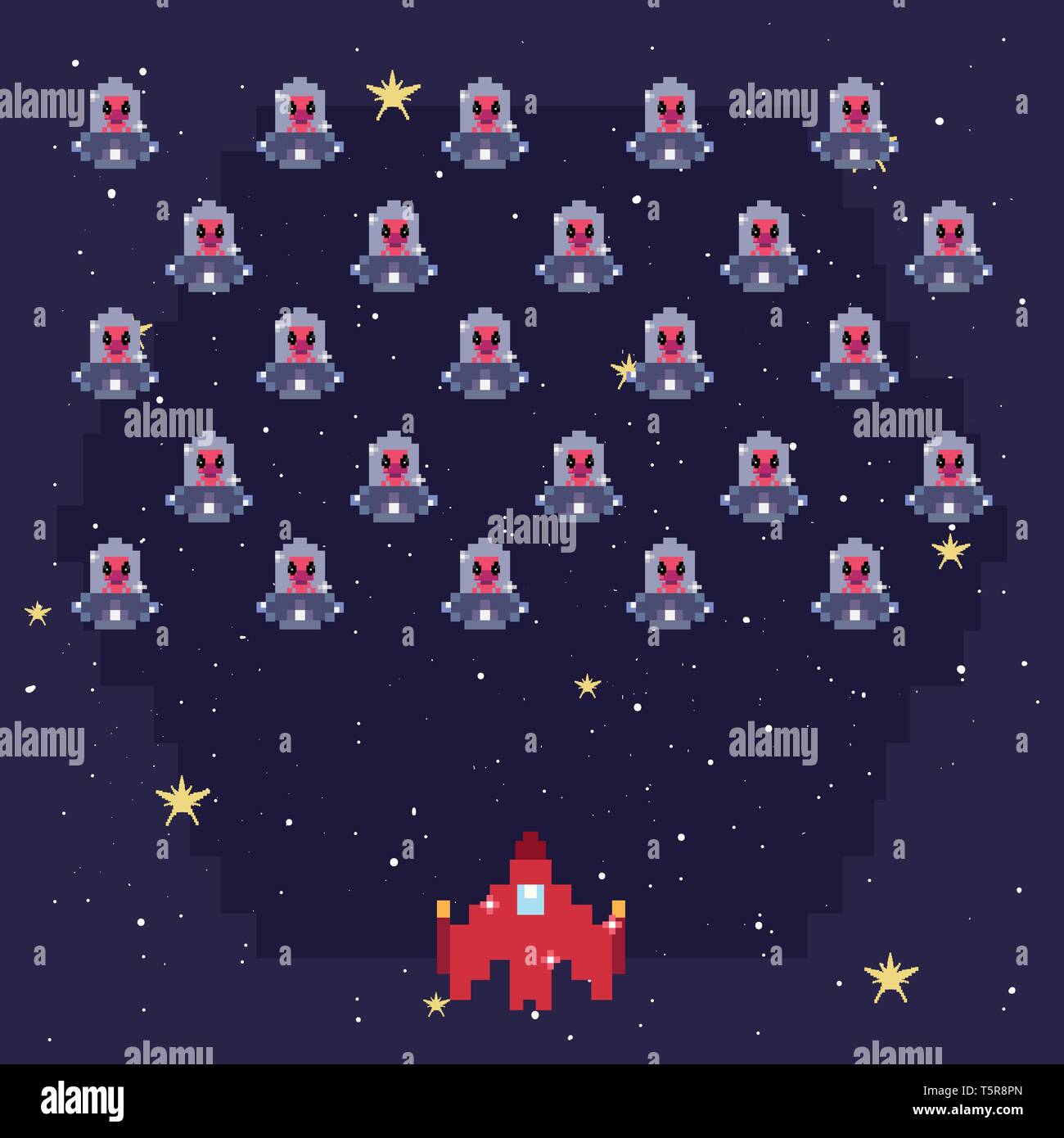 screen invaders battle video game retro vector illustration design ...