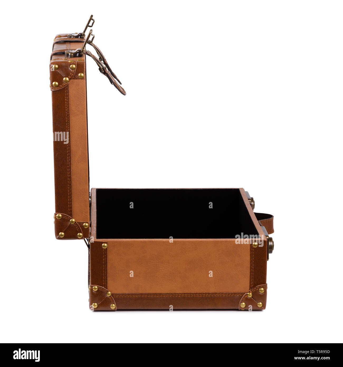 Empty open suitcase side view isolated on white background Stock Photo ...