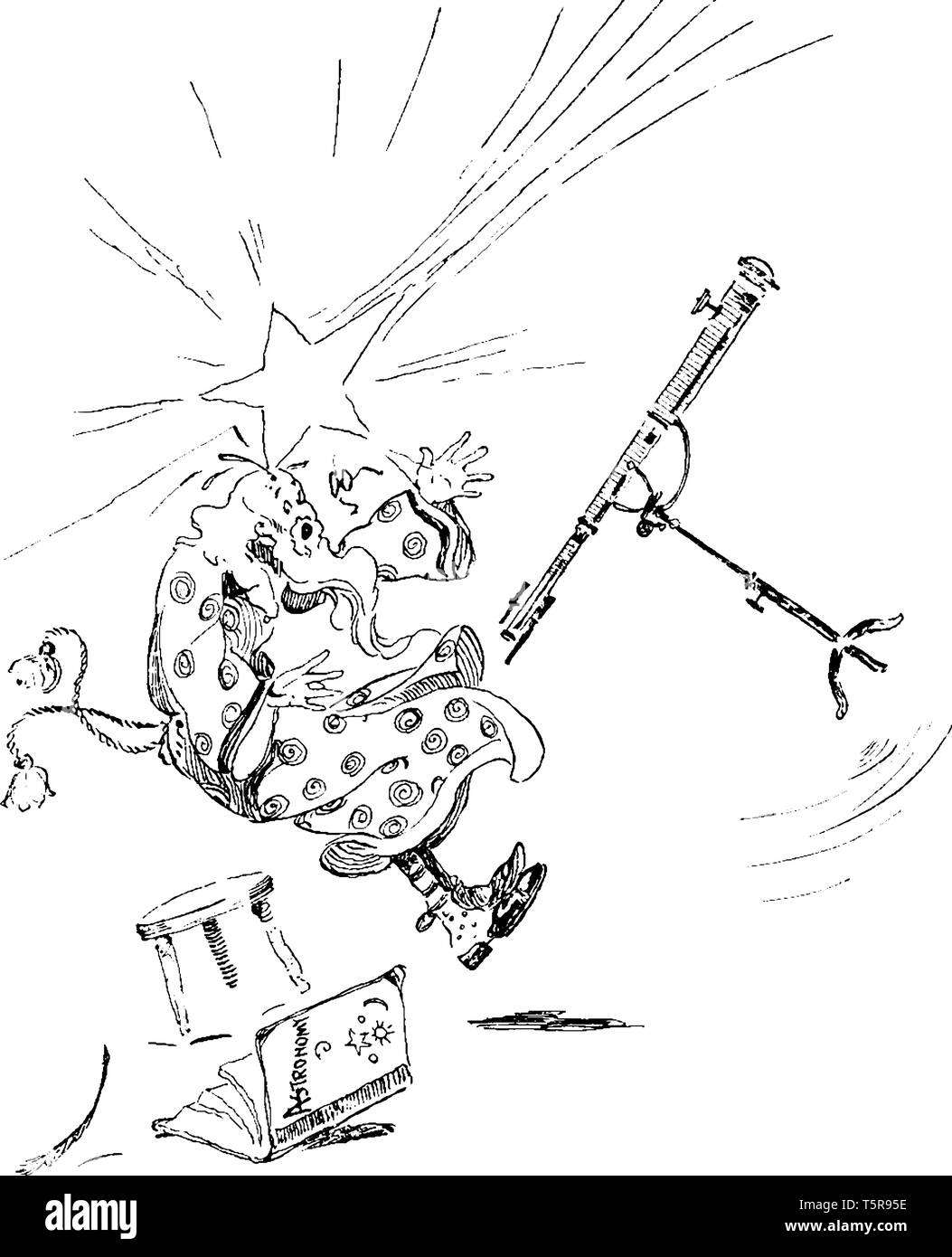 A man being hit by star, vintage line drawing or engraving illustration ...