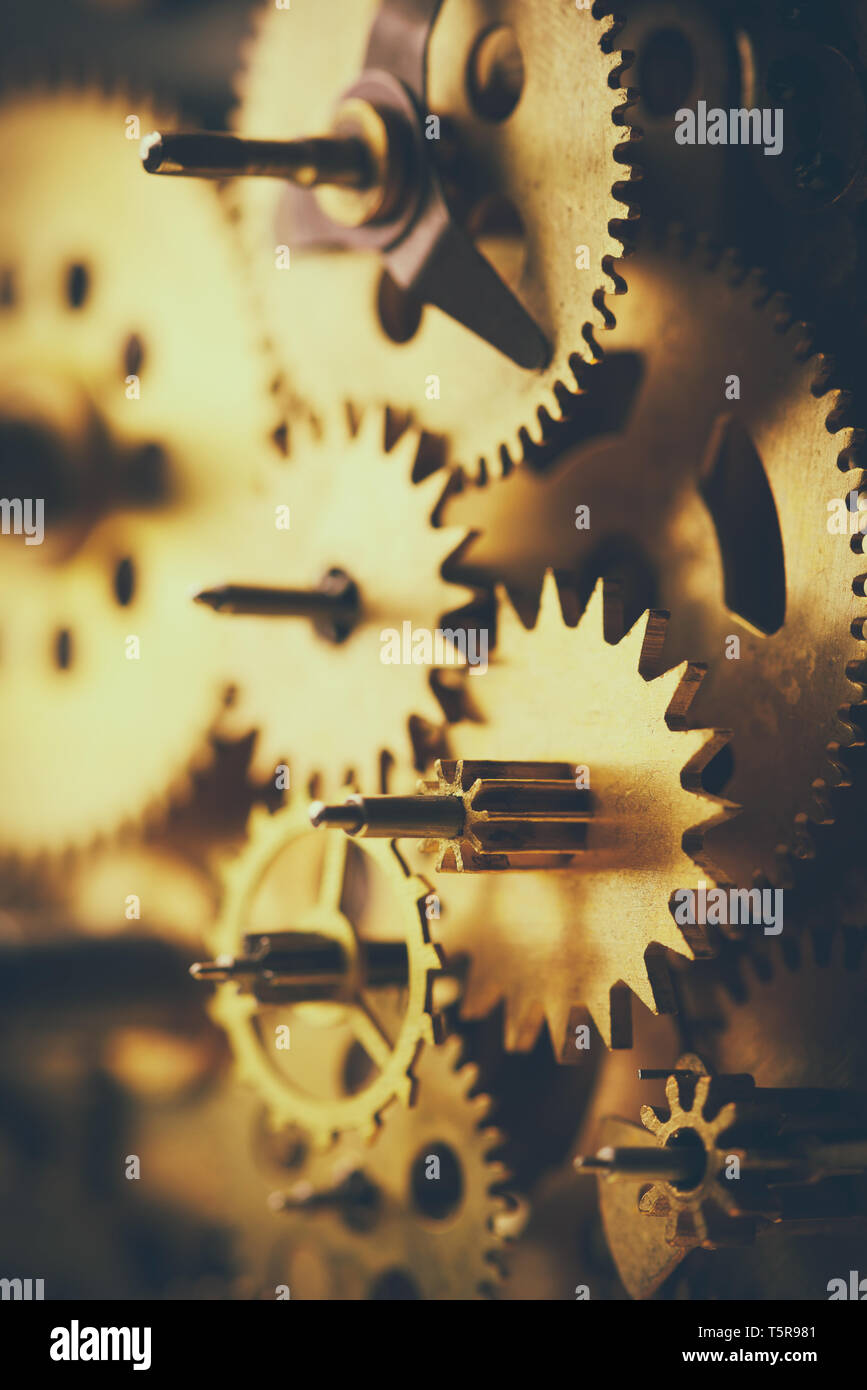 Gears and cogs macro retro color stylized Stock Photo - Alamy
