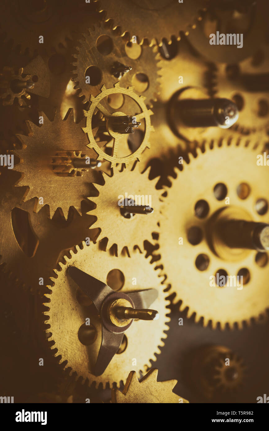 Vintage gears and cogs macro retro color stylized Stock Photo - Alamy