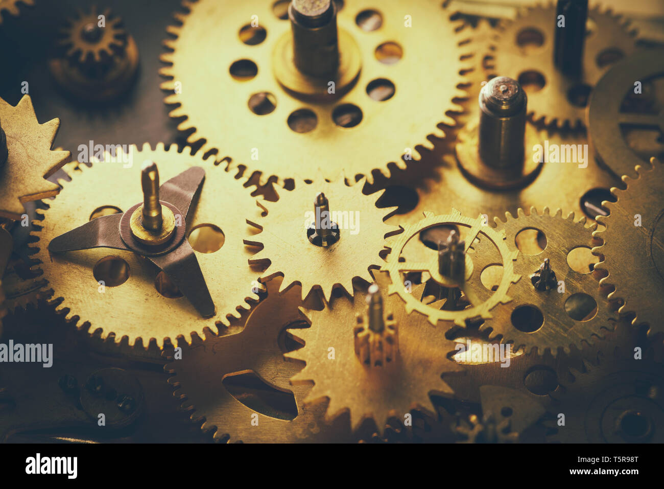 Vintage gears and cogs macro closeup vintage color stylized Stock Photo ...