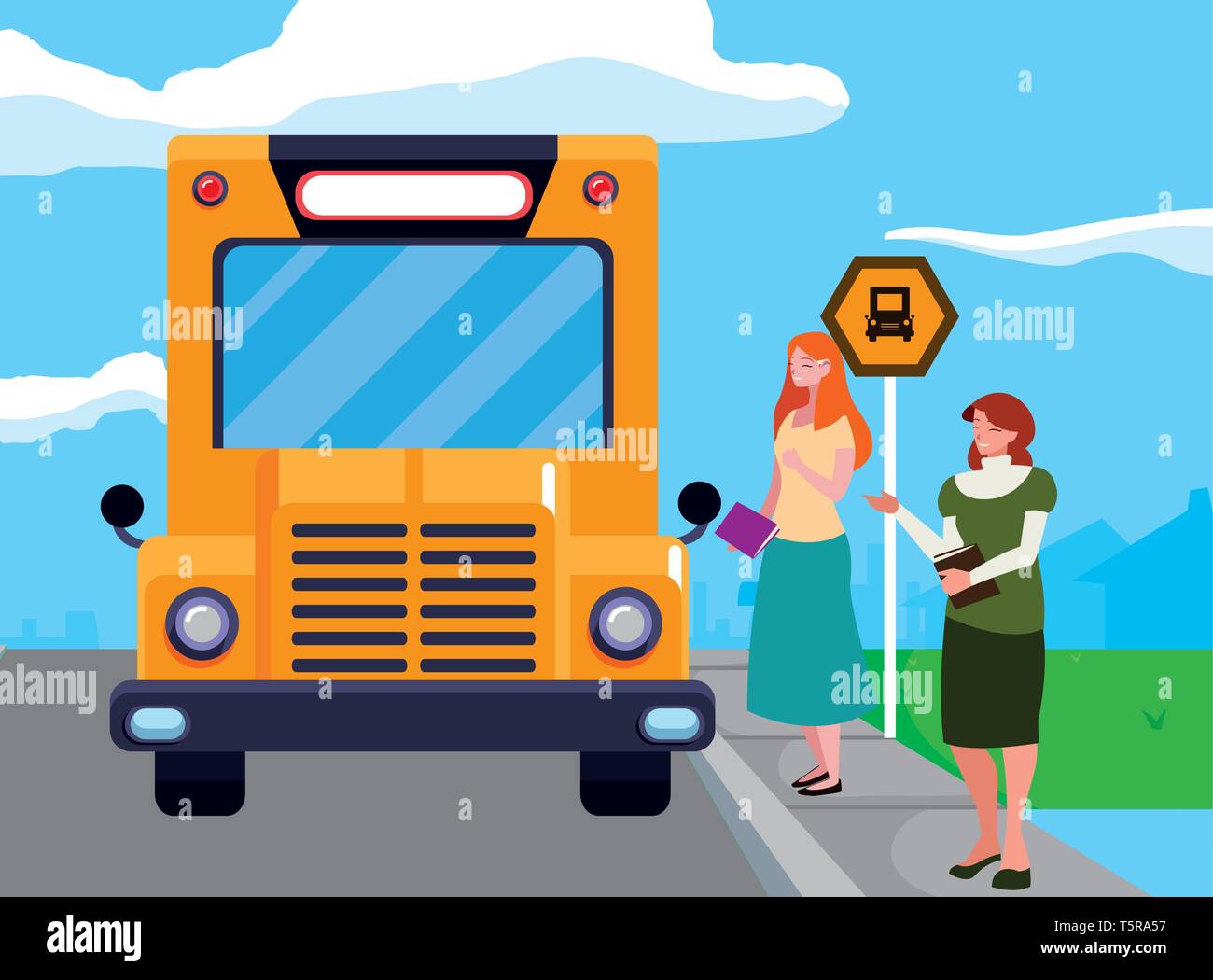 Women in bus Stock Vector Images - Alamy