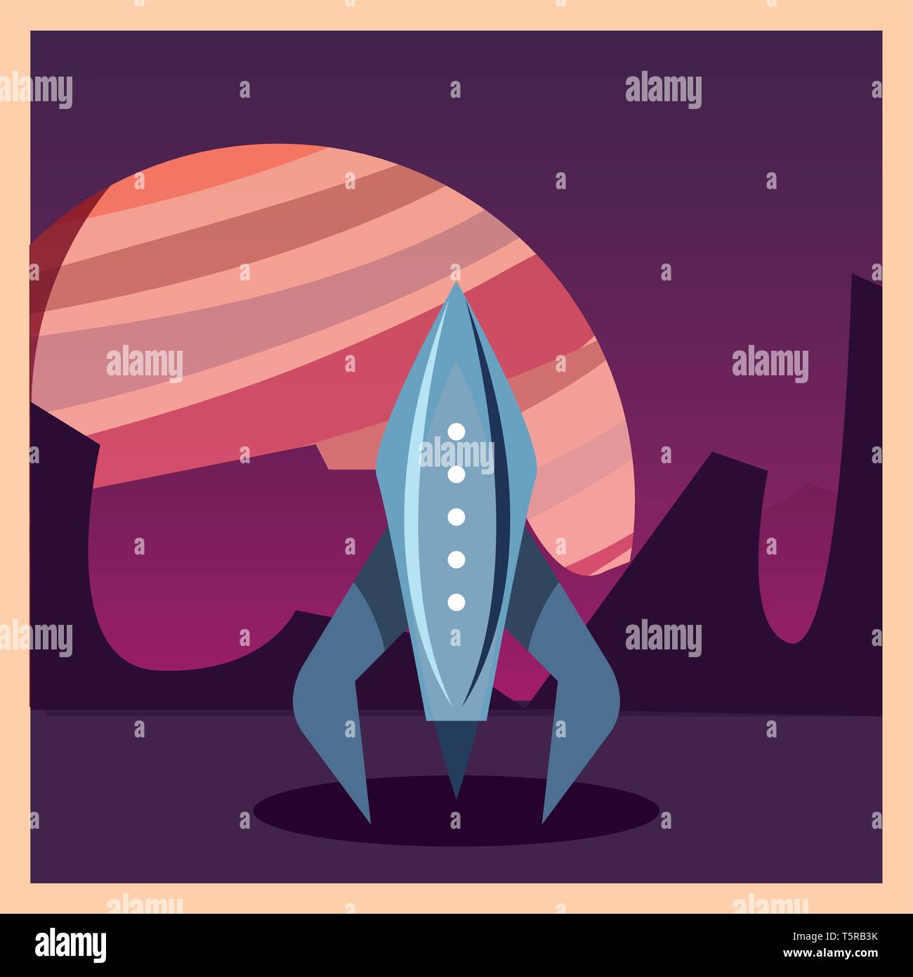 spaceship on planet surface explorer vector illustration Stock Vector ...