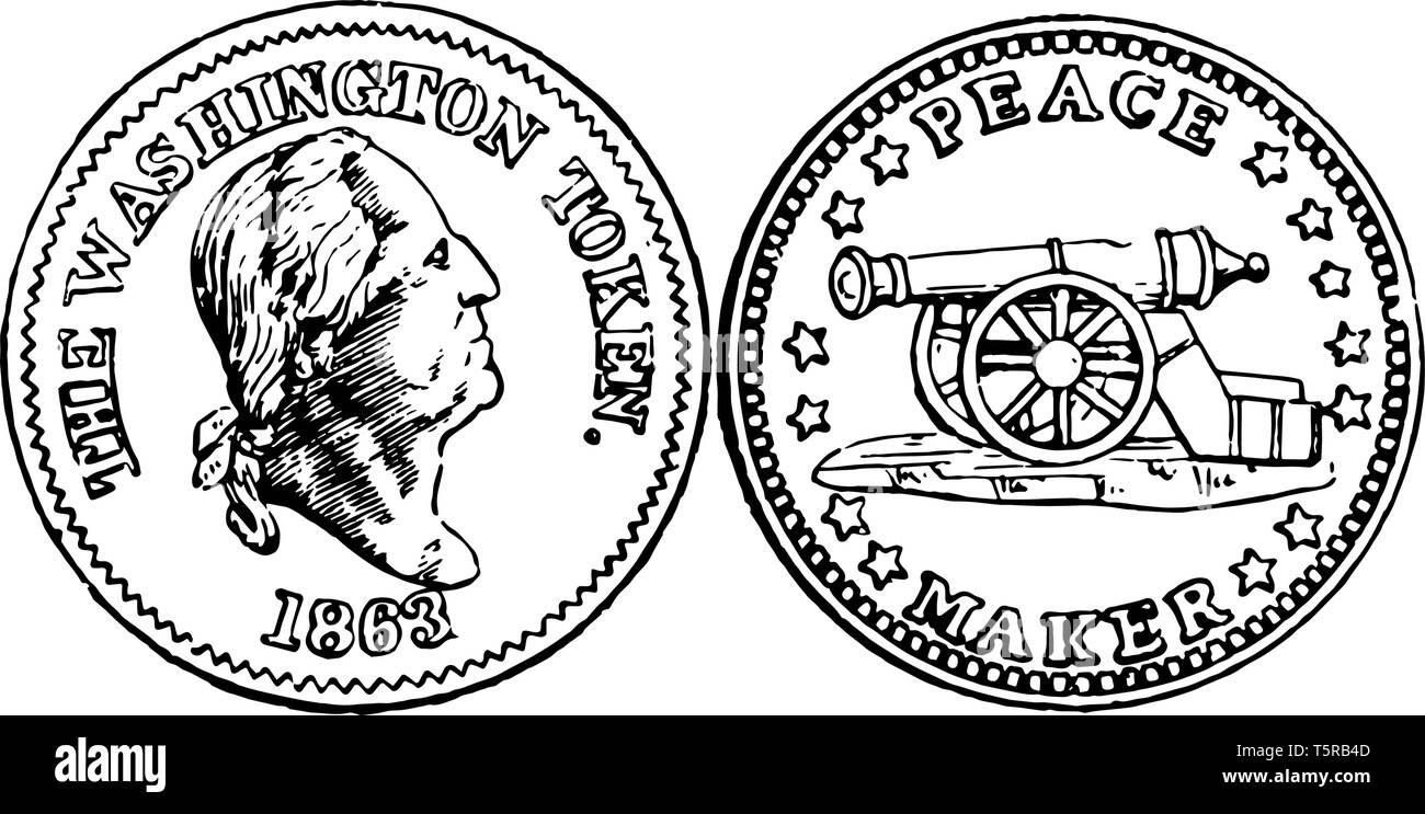 The picture showing a War token with profile of Washington looking ...