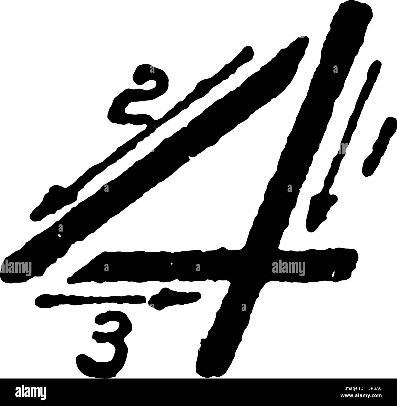 This is an image of how to write the inclined capital number 4 using ...