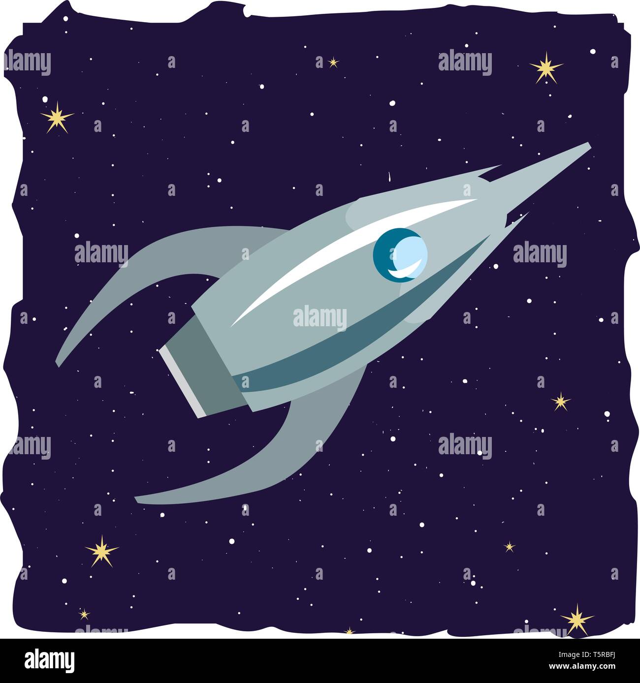 rocket spaceship galaxy stars cosmos vector illustration Stock Vector ...