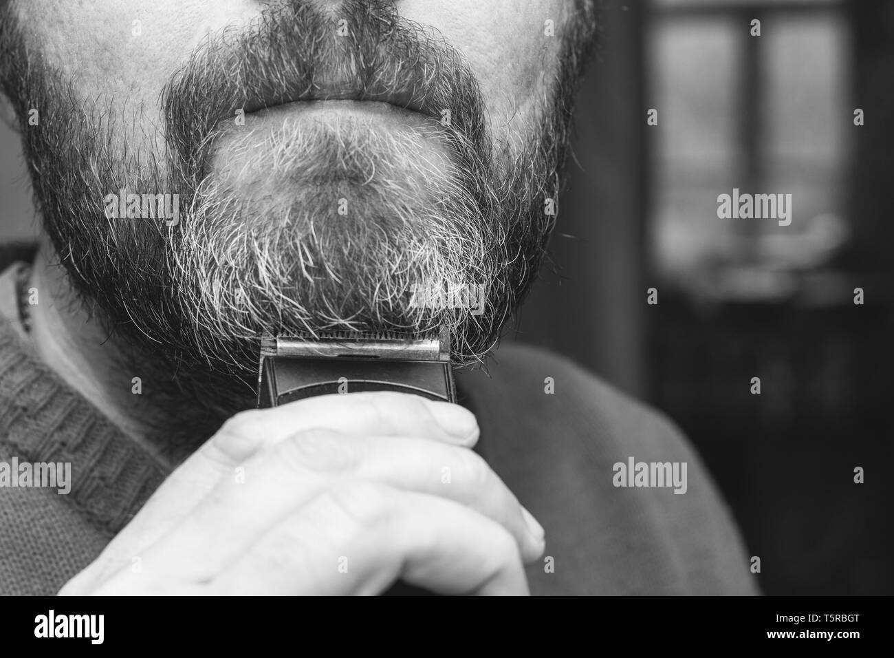 Hairdresser cuts guy hair clipper hi-res stock photography and images ...