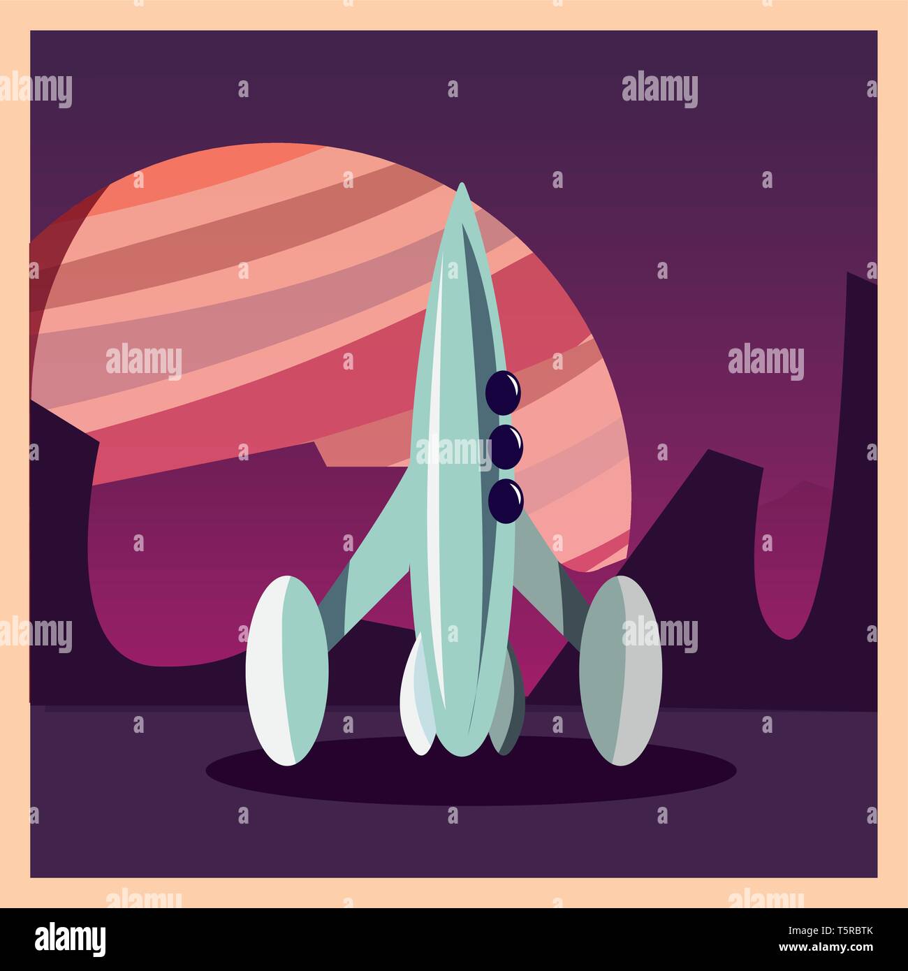 spaceship on planet surface explorer vector illustration Stock Vector ...