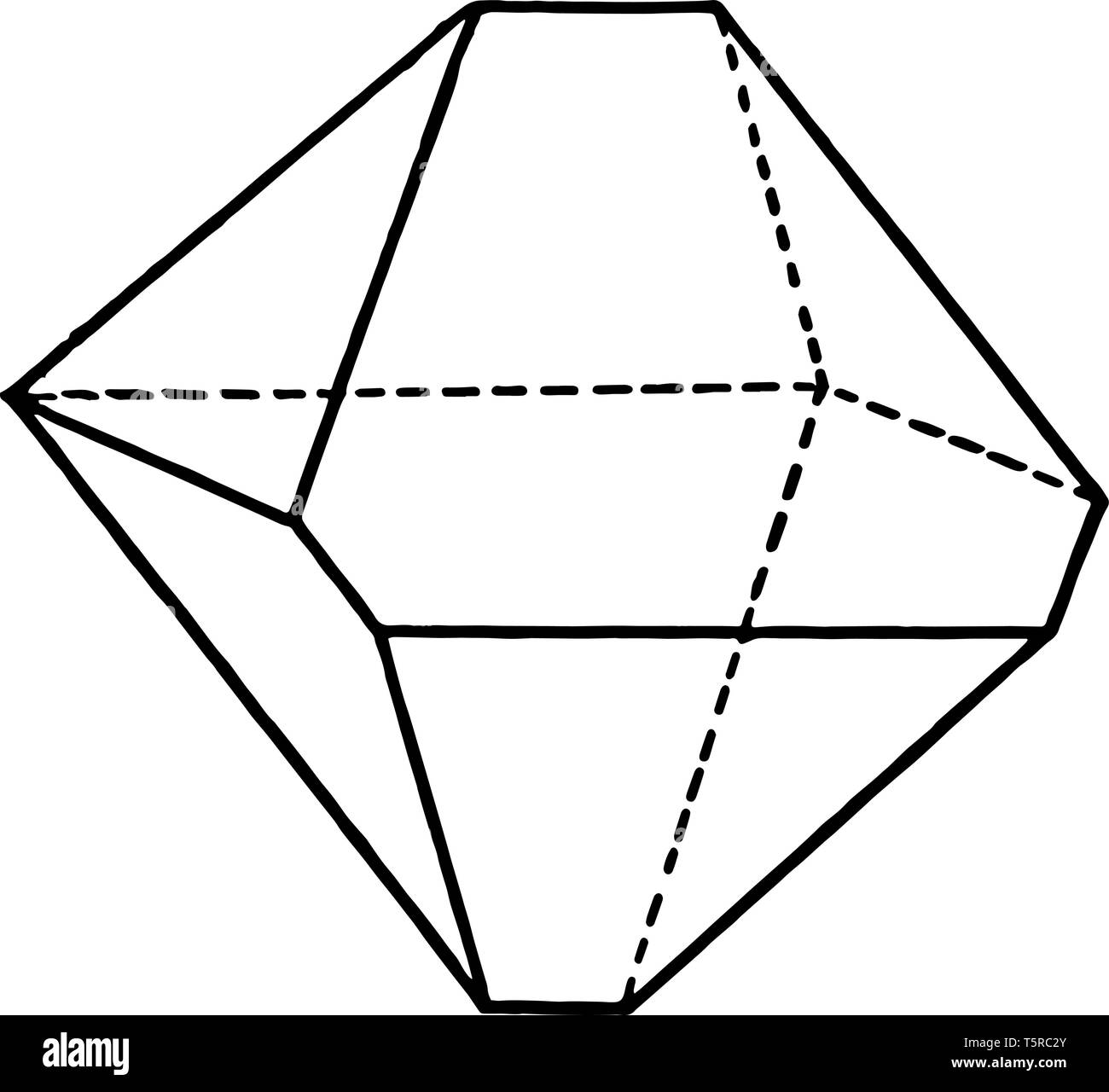 A distorted octahedron diagram. It is a polyhedron with eight faces. It ...