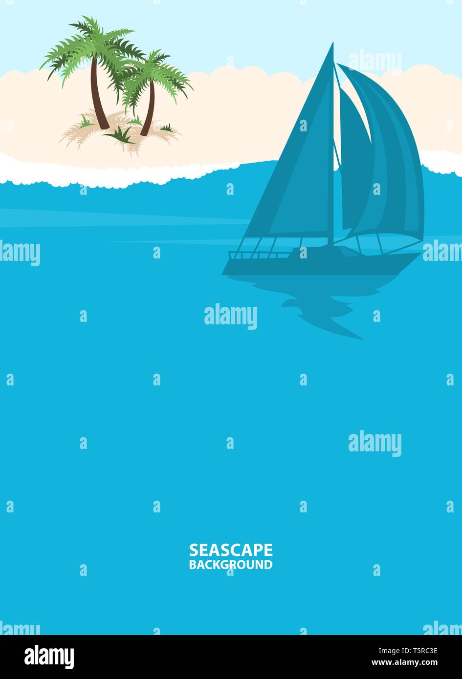 Seascape background with ship Stock Vector Image & Art - Alamy