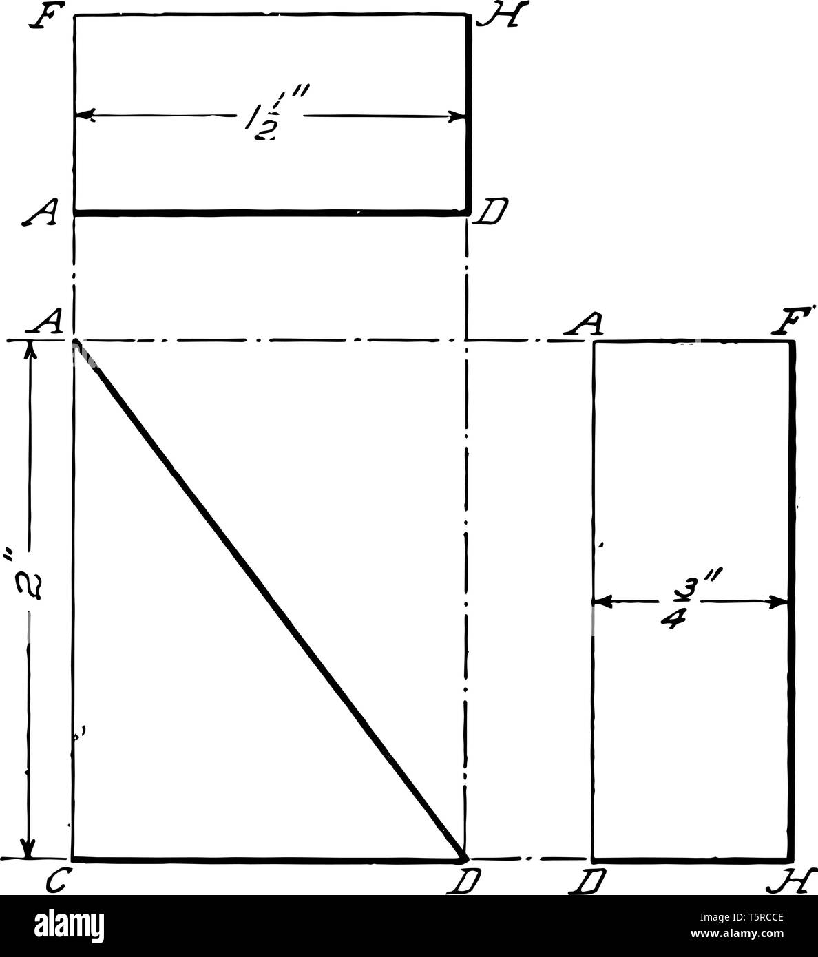The image shows the projection of a wedge of a rectangular prism that ...