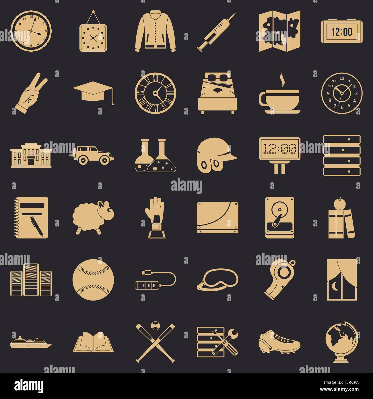 Wall clock icons set, simple style Stock Vector Image & Art - Alamy