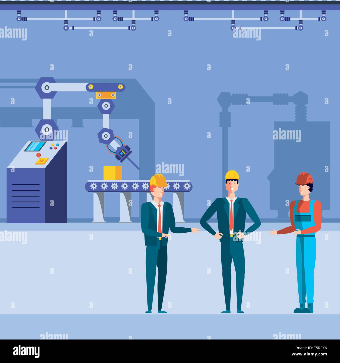 Assembly line workers manufacturing Stock Vector Images - Alamy