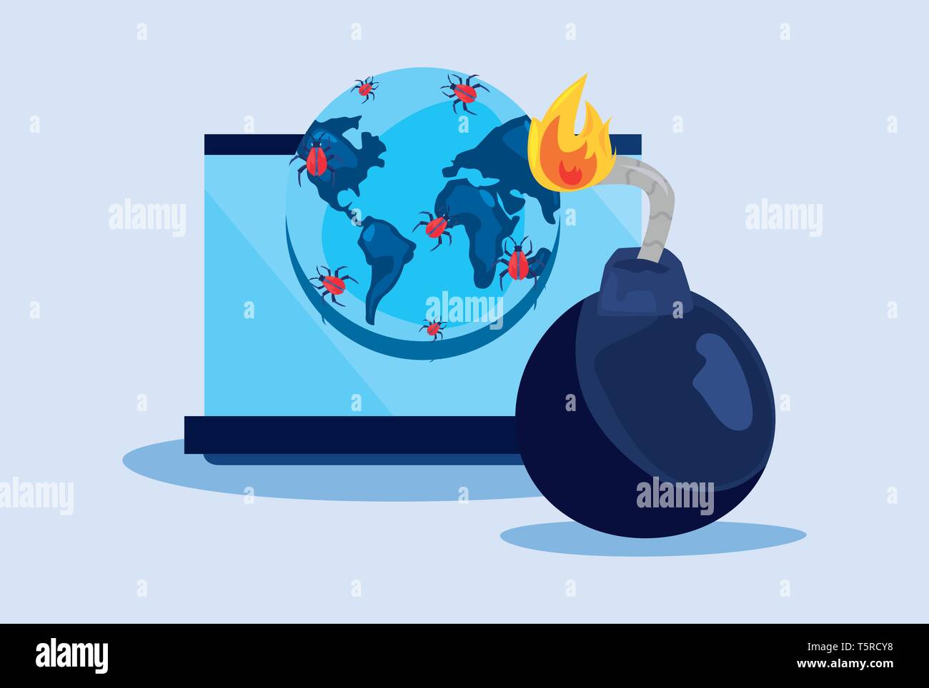 computer world boom cyber security vector illustration Stock Vector ...