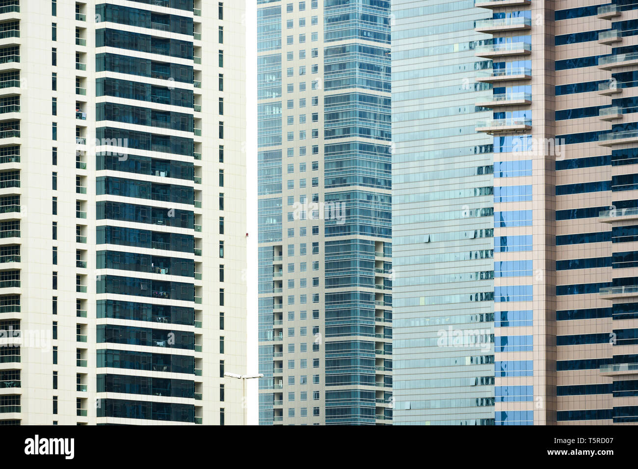 Close-up view of some modern skyscrapers and towers. Dubai Marina ...