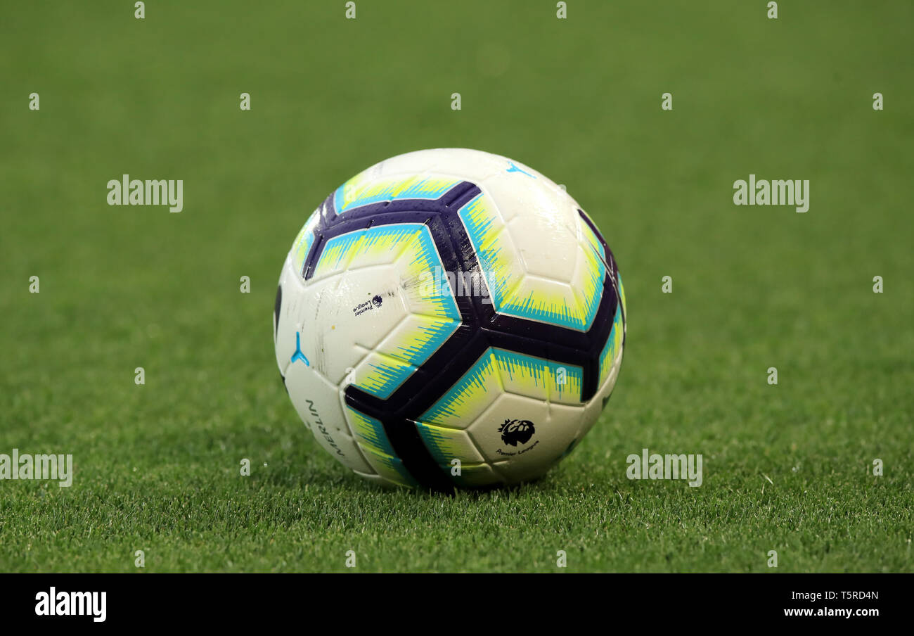 A general view of a Merlin match ball during the Premier League match ...
