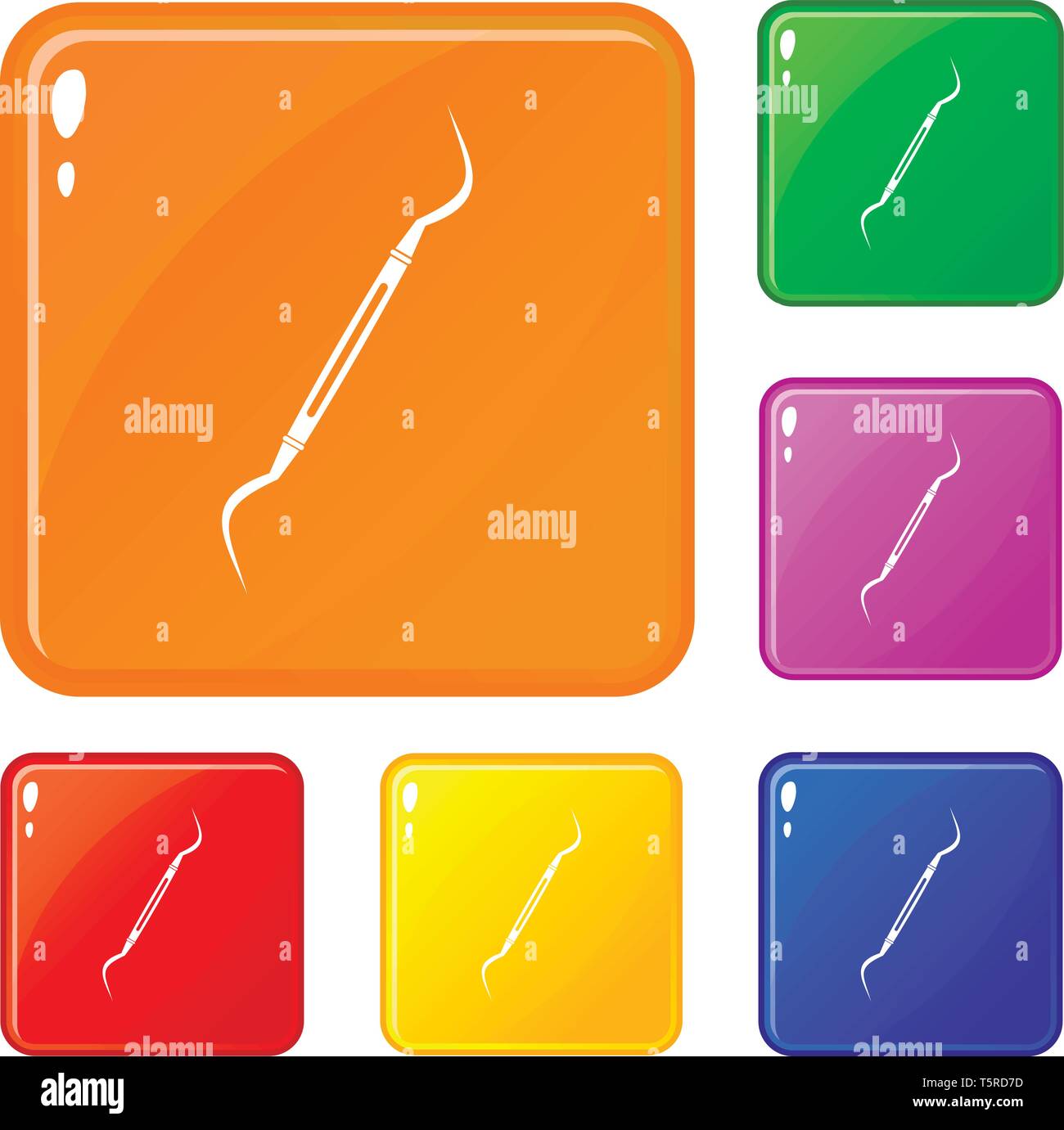 Dental instrument, probe icons set vector color Stock Vector Image ...